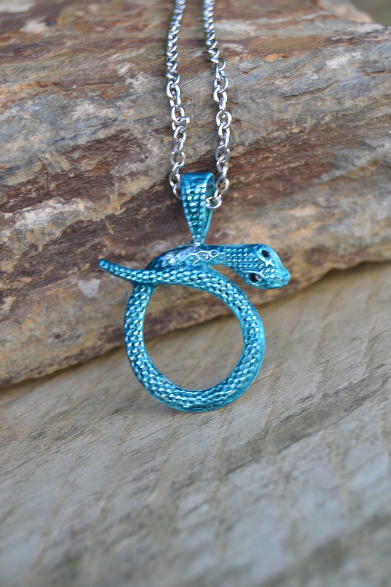 Coiled Snake Necklace Dainty Simple Green Snake Necklace - Etsy