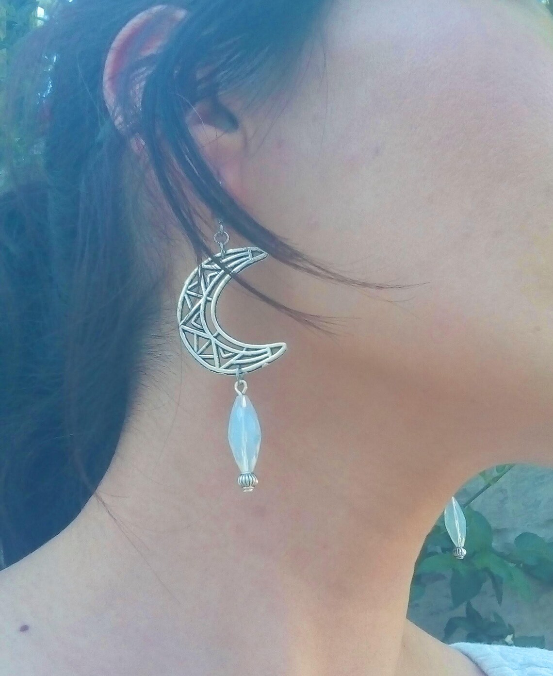 Large Moon Earrings Silver Dangle Crescent Moon Earrings - Etsy