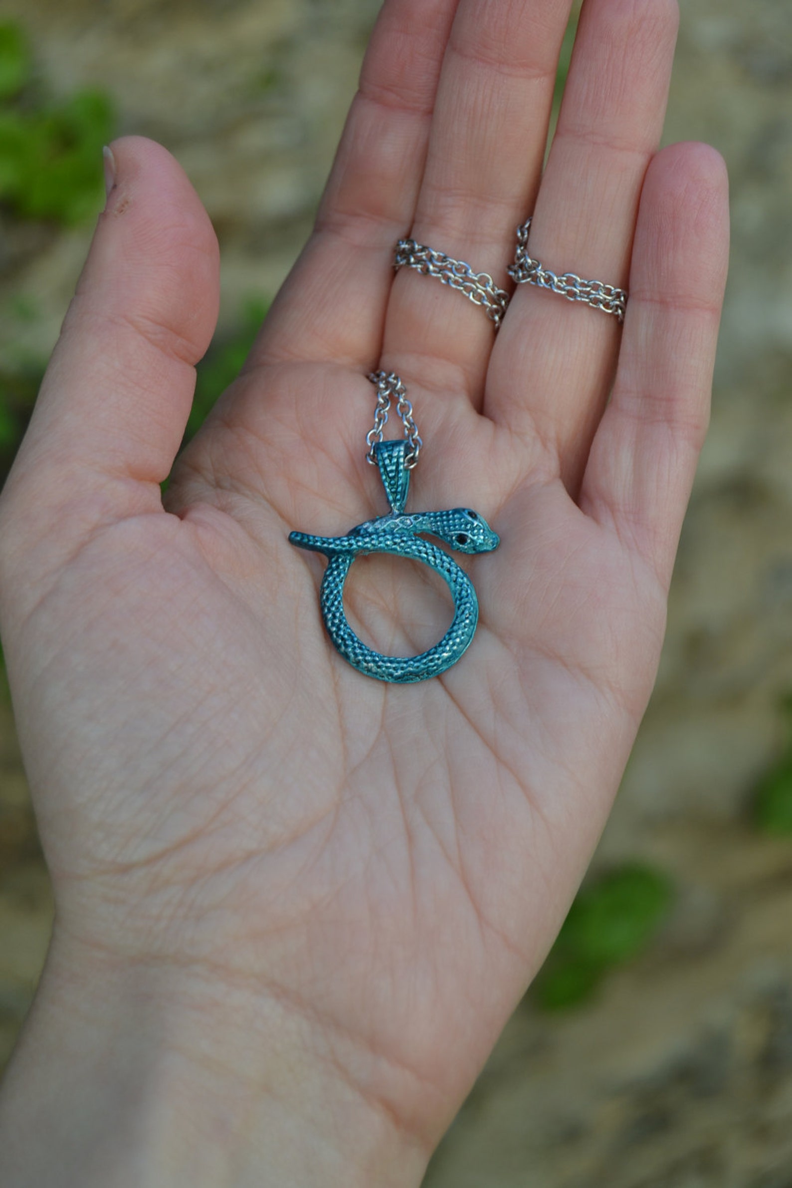 Coiled Snake Necklace Dainty Simple Green Snake Necklace - Etsy