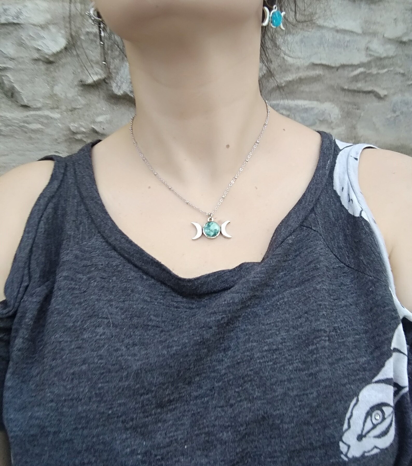 Glow in the Dark Triple Moon Necklace Silver Triple Goddess - Etsy