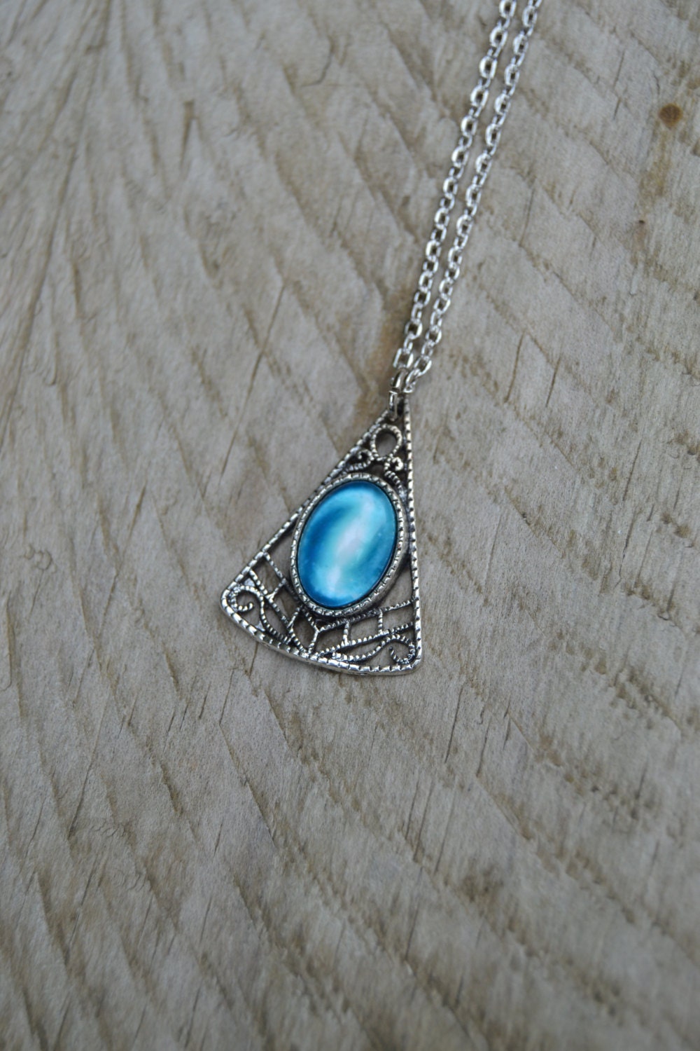 Geometric galaxy necklace silver filigree triangle pendant | Etsy