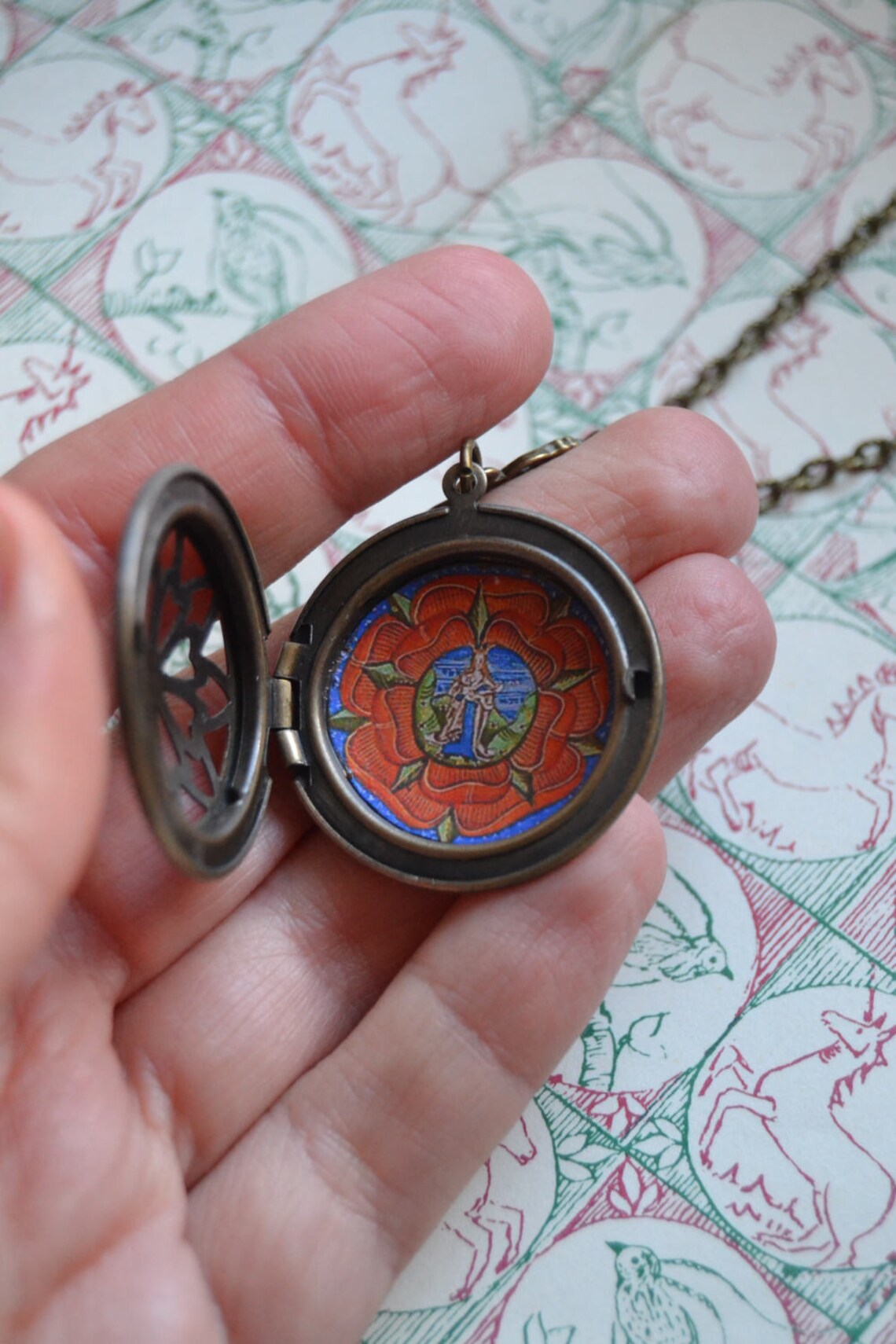 Medieval Virgin Mary Locket Necklace Religion Necklace - Etsy