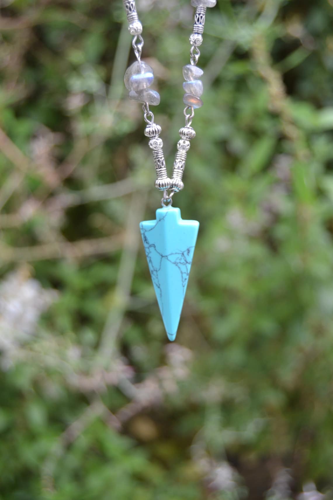 Silver Turquoise Arrowhead Necklace Turquoise Necklace - Etsy