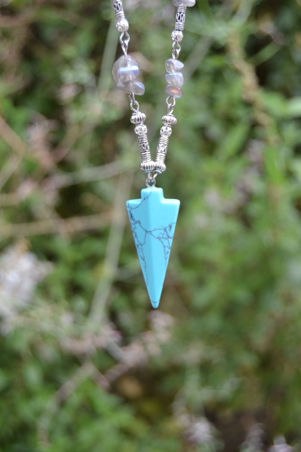 Silver Turquoise Arrowhead Necklace Turquoise Necklace - Etsy