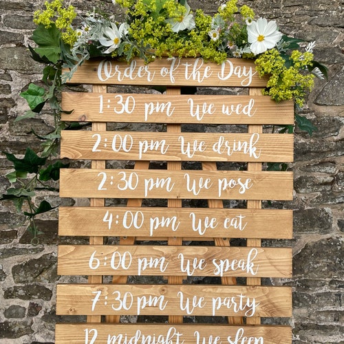 PERSONALISED Order of the Day Wedding Timeline Vinyl - Etsy