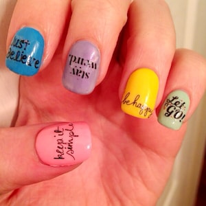 Positive Words Nail Decals - Etsy