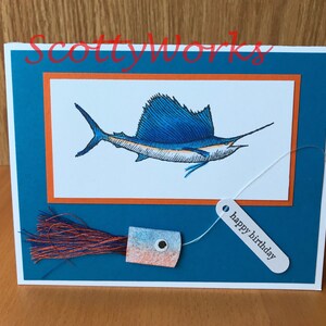Swordfish Happy Birthday Card, Card for Fisherman, Card for Charter ...