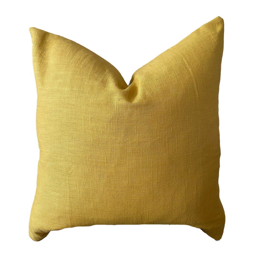 Mustard Yellow Linen and Cream Two Tone Cushion - Etsy