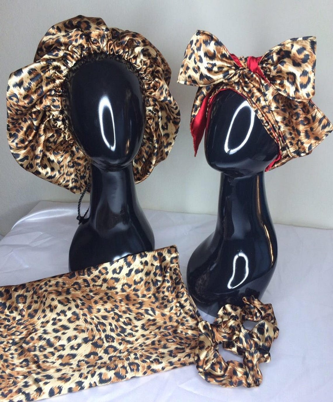 Golden Leopard Satin Bonnet and Pillowcase Set - Etsy