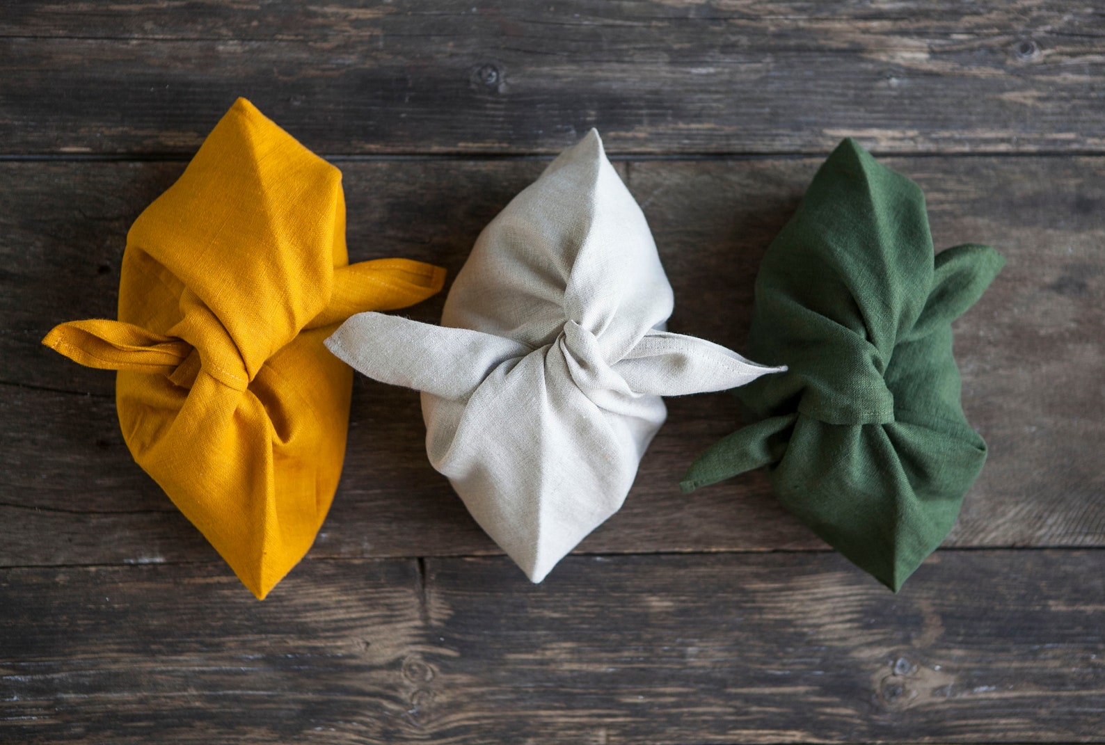 Bento Bags Set of 3 Natural Linen Food Bags Set Knot Bag in - Etsy