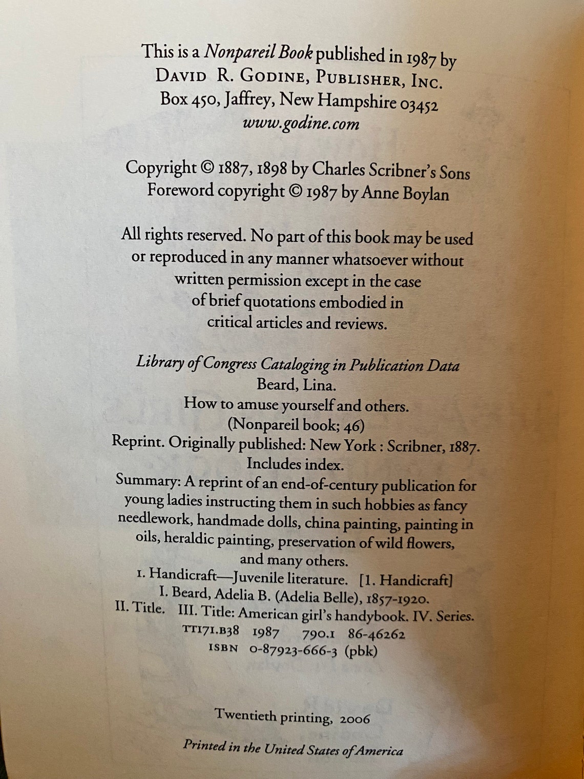 20th Reprint the American Girls Handy Book - Etsy