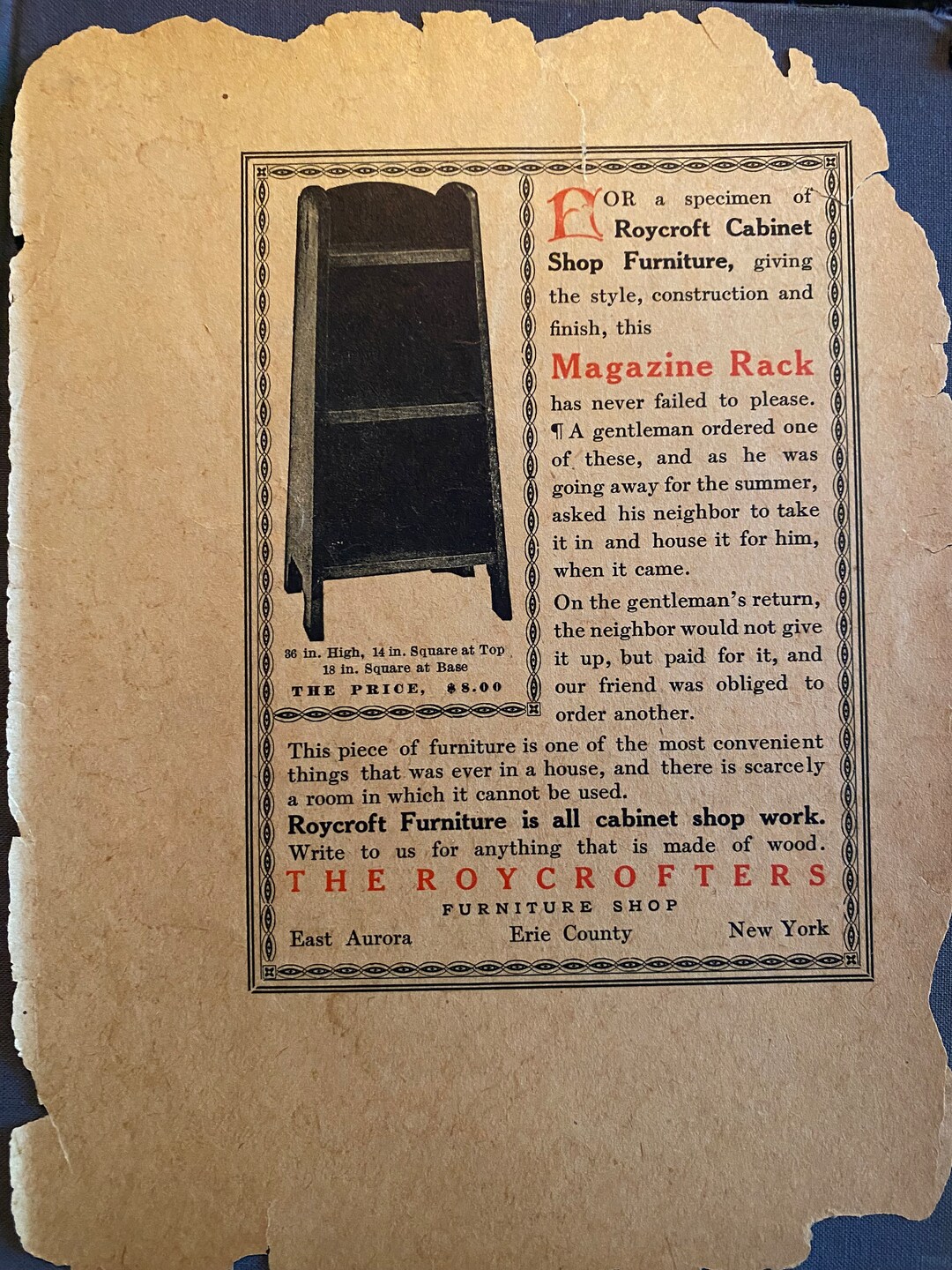 Roycroft Furniture Advertisement - Etsy