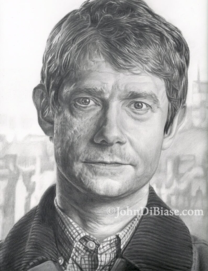 Drawing Print of Martin Freeman as John Watson in Sherlock | Etsy
