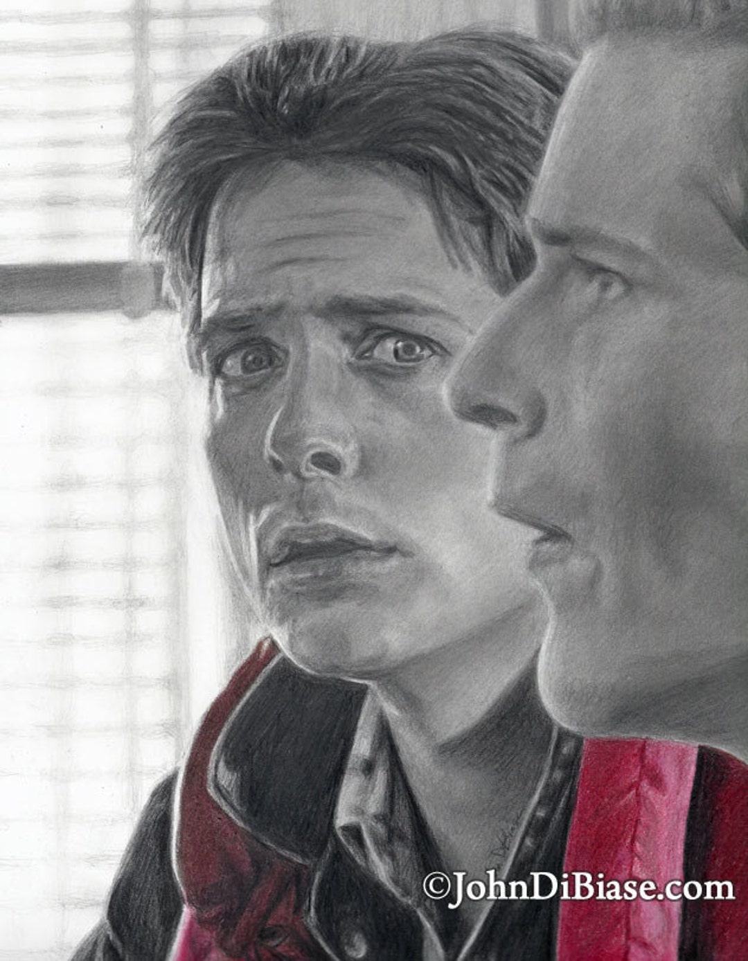 Drawing Print of Michael J. Fox as Marty Mcfly and Crispin Glover as ...