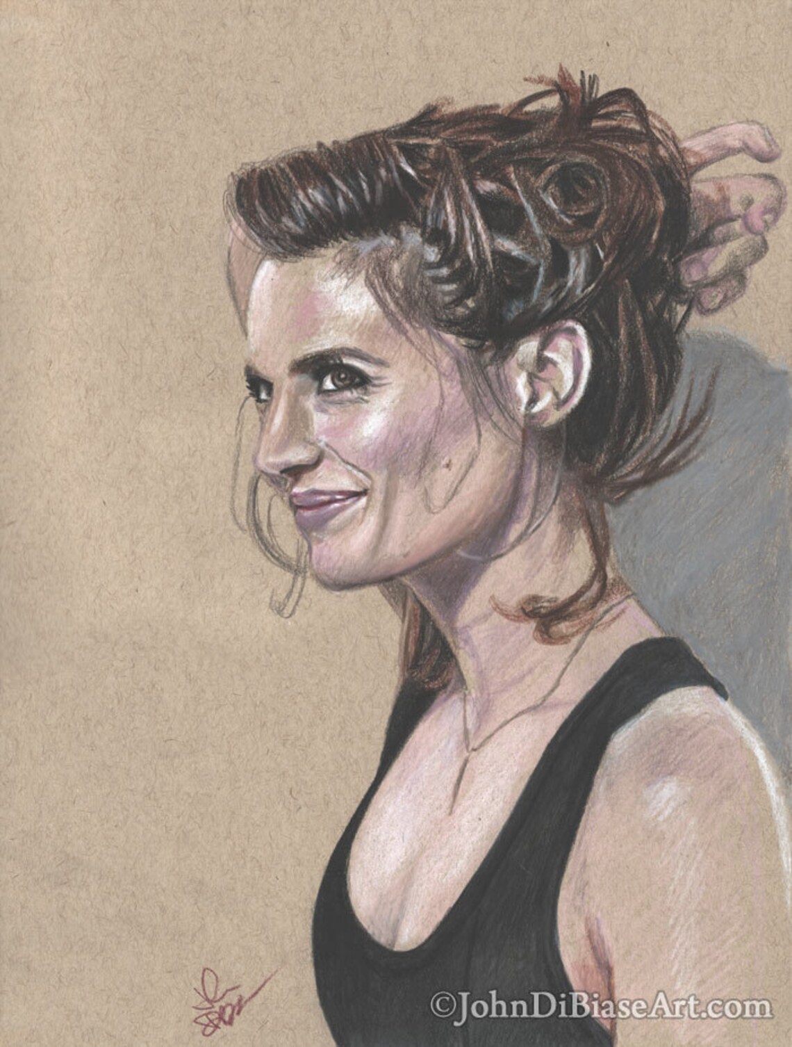 Drawing Print of Stana Katic Colored Pencil Sketch | Etsy