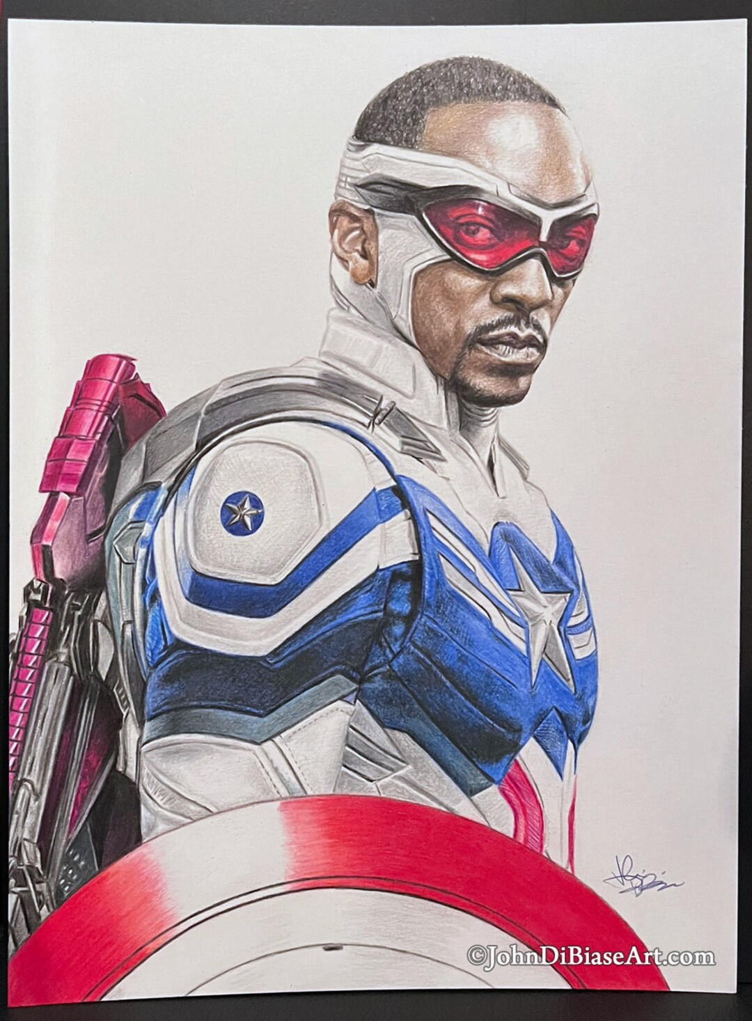 Anthony Mackie as Captain America / Falcon Original Freehand Drawing ...