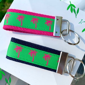 Palm Tree Key Fob / Pink Palm Tree Key Chain / Summer Key Chain ...