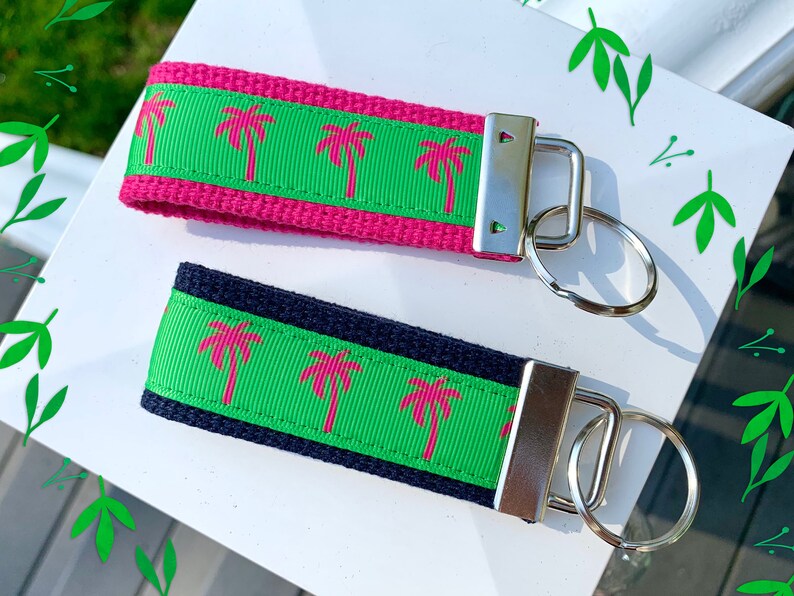 Palm Tree Key Fob / Pink Palm Tree Key Chain / Summer Key | Etsy