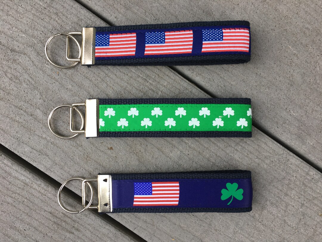Shamrock Key Chain /american Flag Keychain / Irish Keychain / USA Key ...