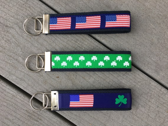 Shamrock Key Chain /american Flag Keychain / Irish Keychain / - Etsy
