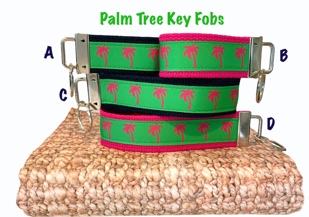 Palm Tree Key Fob / Pink Palm Tree Key Chain / Summer Key Chain ...