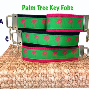 Palm Tree Key Fob / Pink Palm Tree Key Chain / Summer Key Chain ...