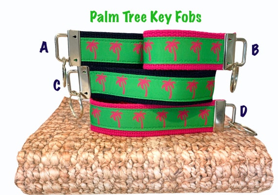 Palm Tree Key Fob / Pink Palm Tree Key Chain / Summer Key | Etsy