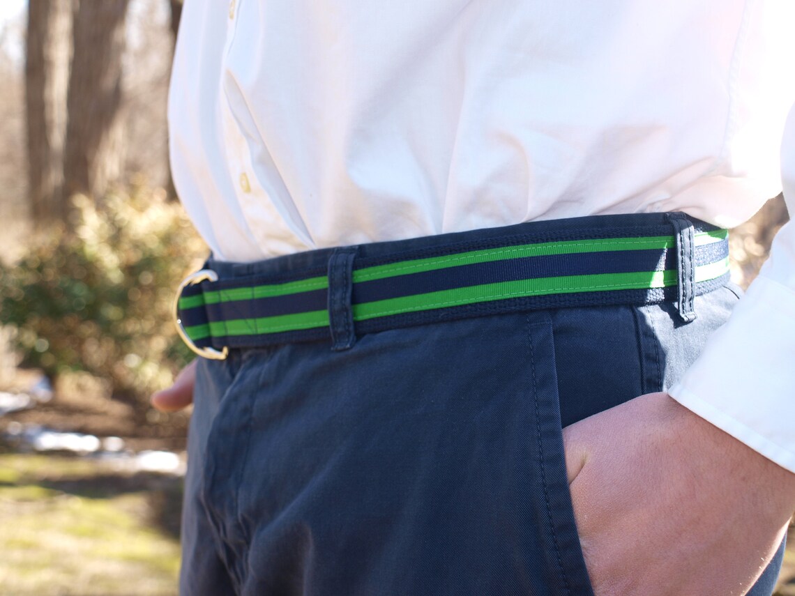 Mens Striped Ribbon Belt – Collegiate Style, D-ring Canvas Belt - Etsy