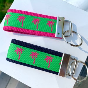 Palm Tree Key Fob / Pink Palm Tree Key Chain / Summer Key Chain ...