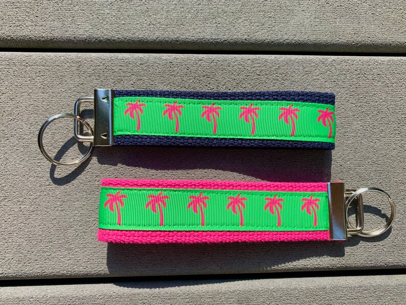 Palm Tree Key Fob / Pink Palm Tree Key Chain / Summer Key | Etsy