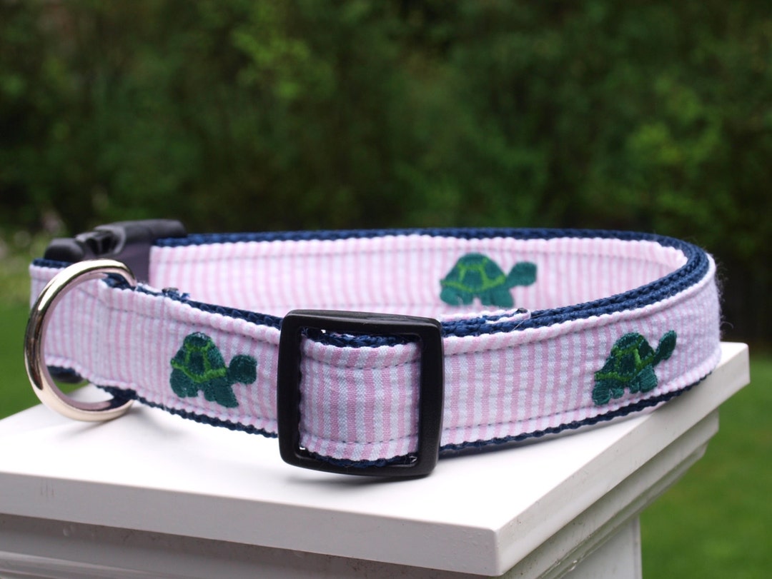 Turtle Collar / Green Turtles / Seersucker Collar / - Etsy