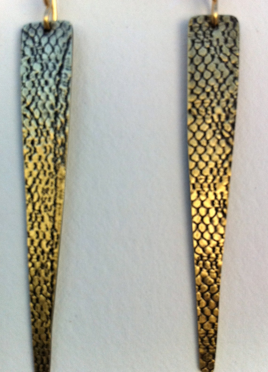 Elongated Triangular Textured Brass Earrings Minimalist - Etsy