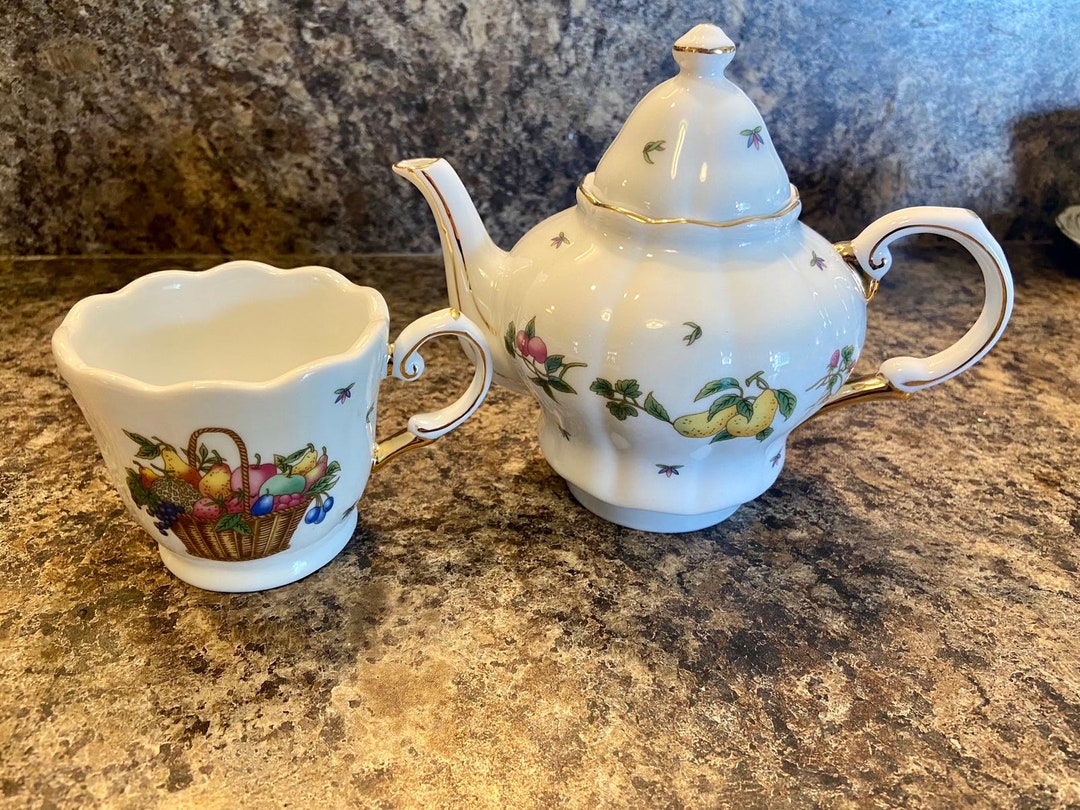 Unique Floral and Fruit Tea Set Pot and Tea Cup Set. - English Tea ...