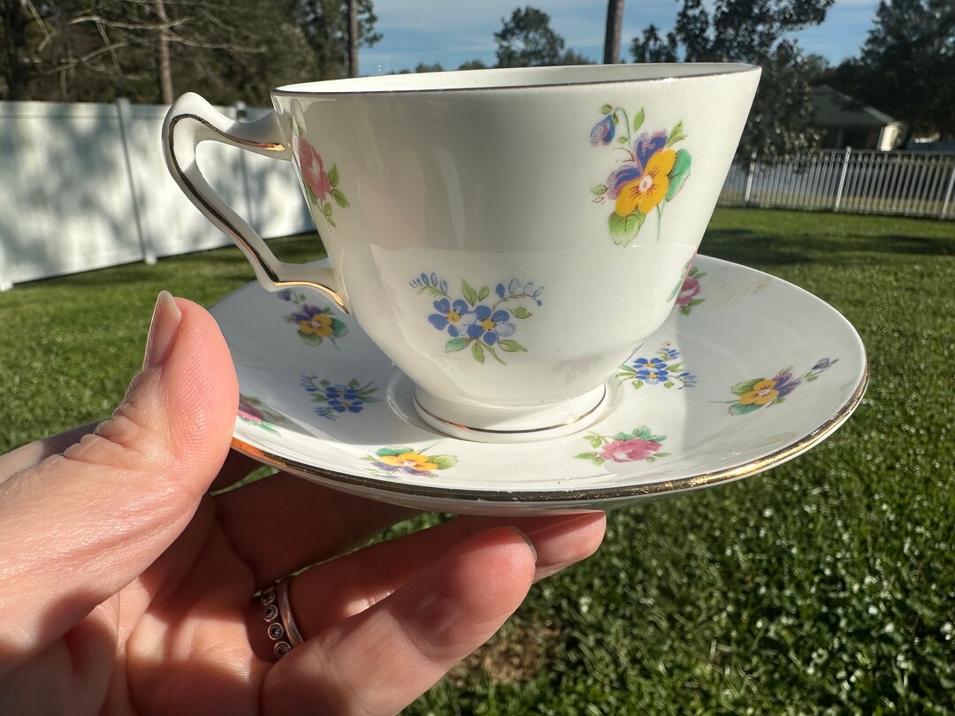 Vintage Staffordshire English Tea Cup Floral Design Beautiful - Etsy