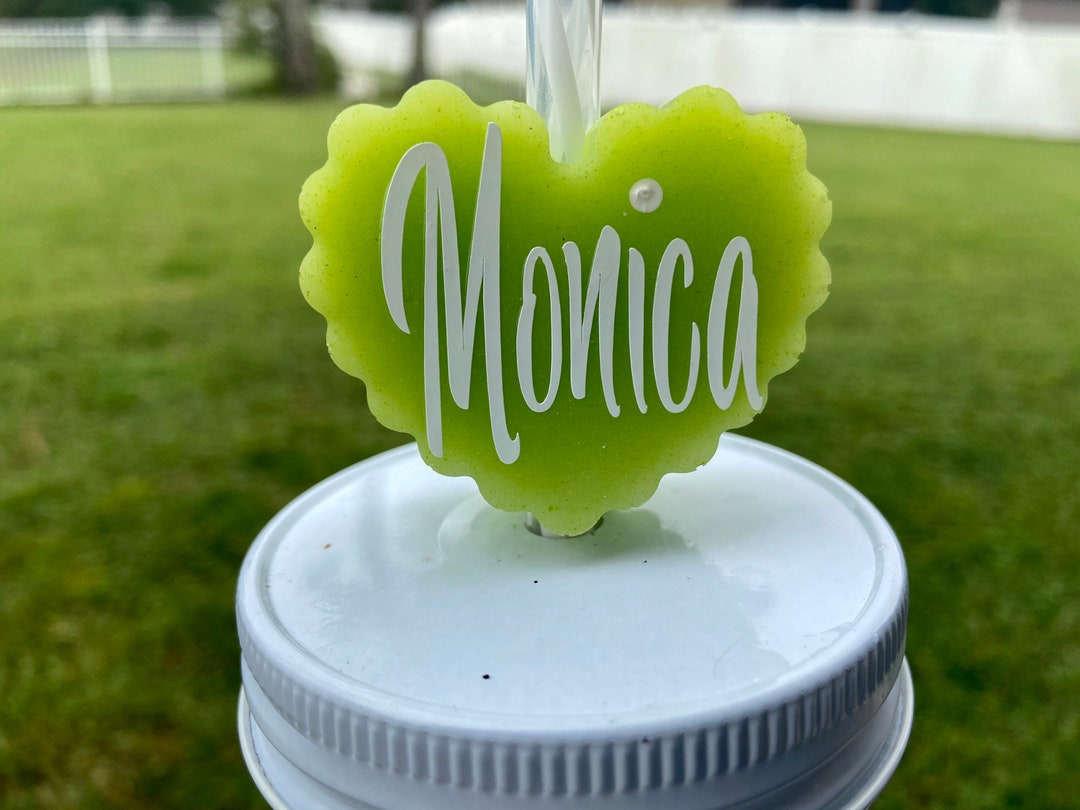 Personalized Heart Scalloped Edge Straw Topper - Choose Your Color of ...
