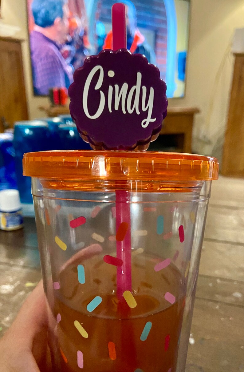 Personalized Scalloped Edge Straw Topper Choose Your Color - Etsy