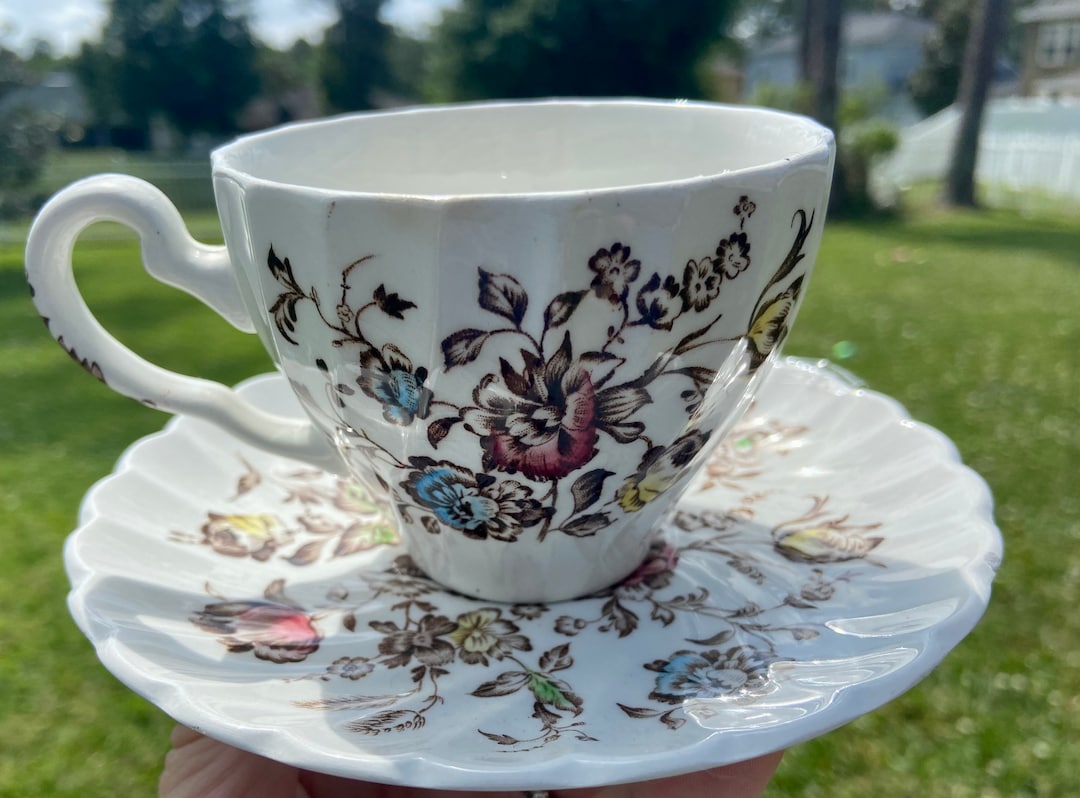 Vintage Staffordshire English Tea Cup - Floral Design - Etsy