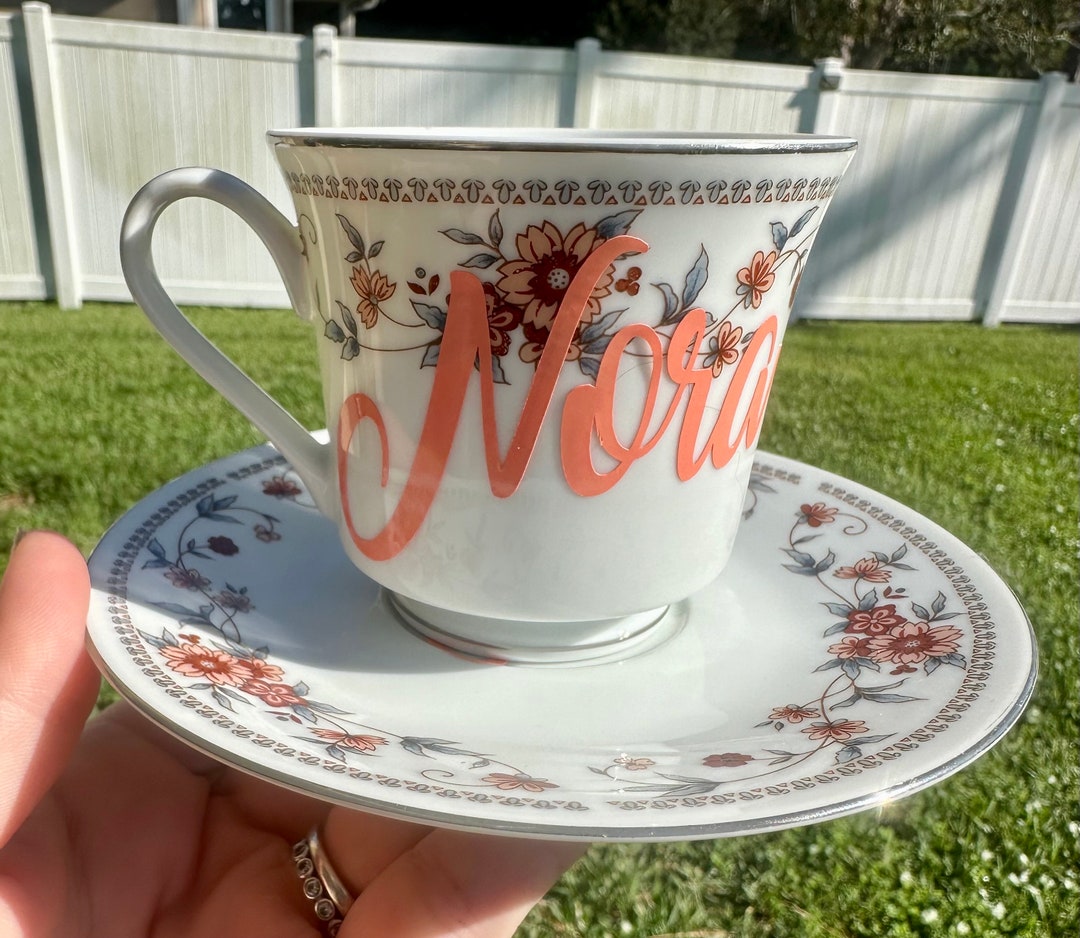 Floral Personalized Tea Cup and Saucer Set - Choose Name - Tea Party - Etsy