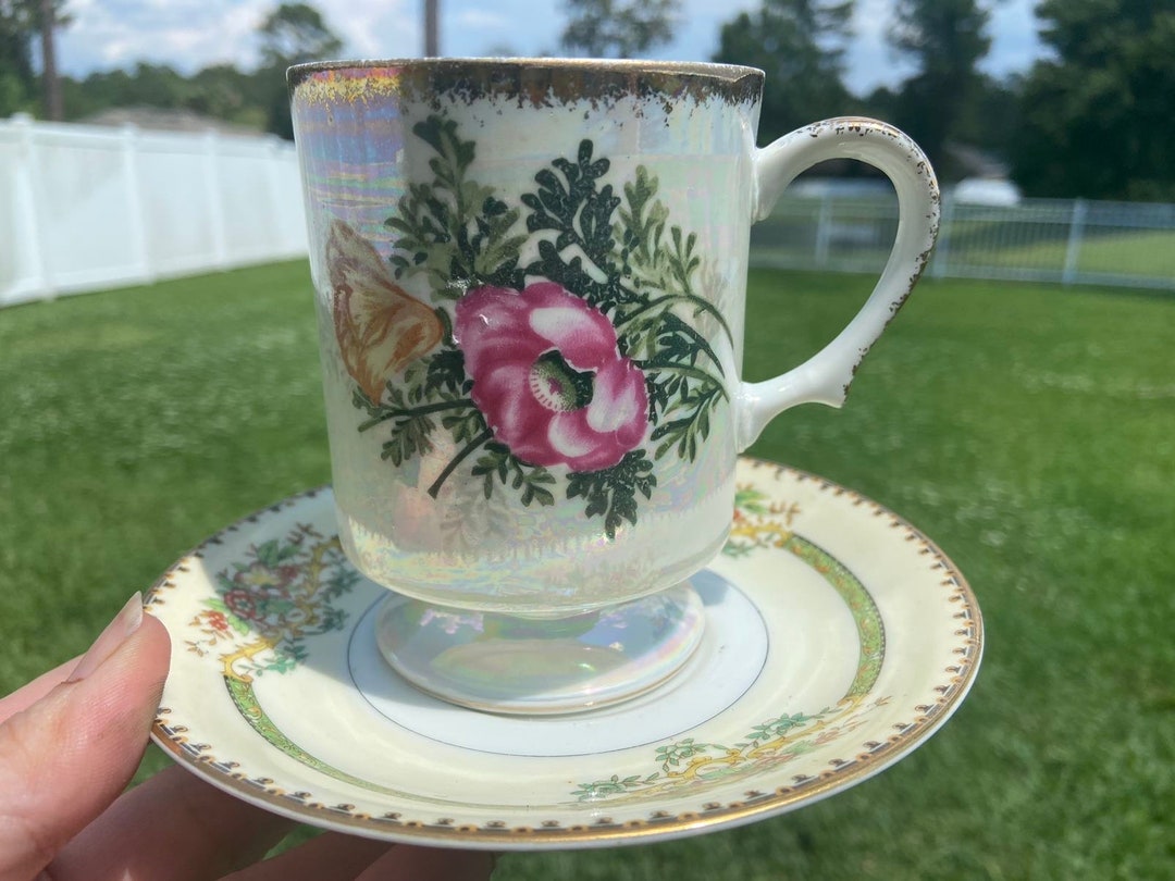 Vintage Rose Tea Cup and Saucer Set -coffee Cup and Saucer Set. Rose ...