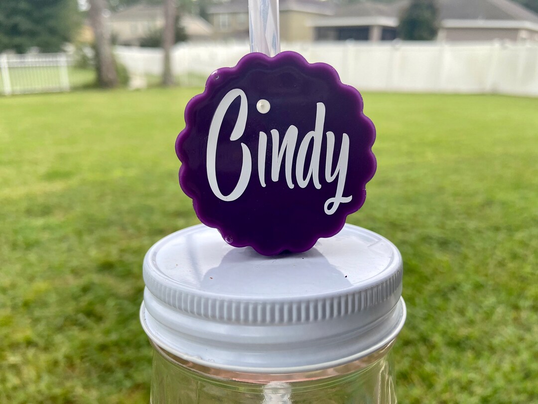 Personalized Scalloped Edge Straw Topper - Choose Your Color of Topper ...