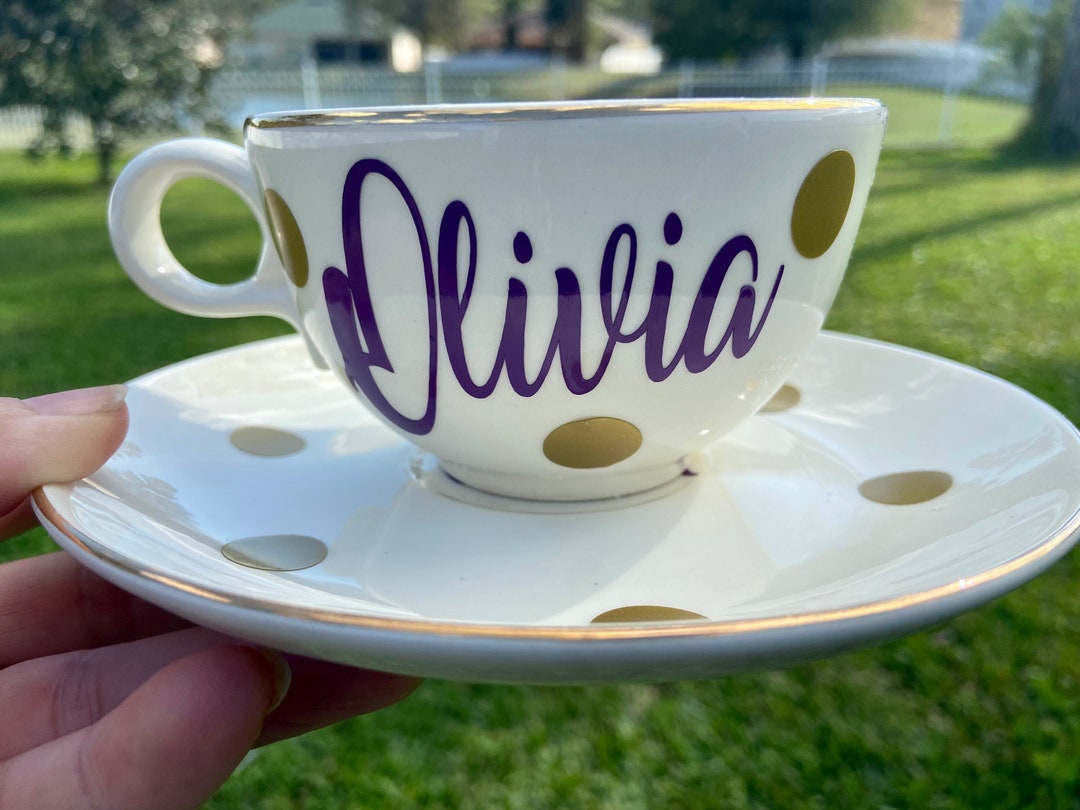 Personalized Tea Cup and Saucer Set Choose Name Coffee Cup - Etsy