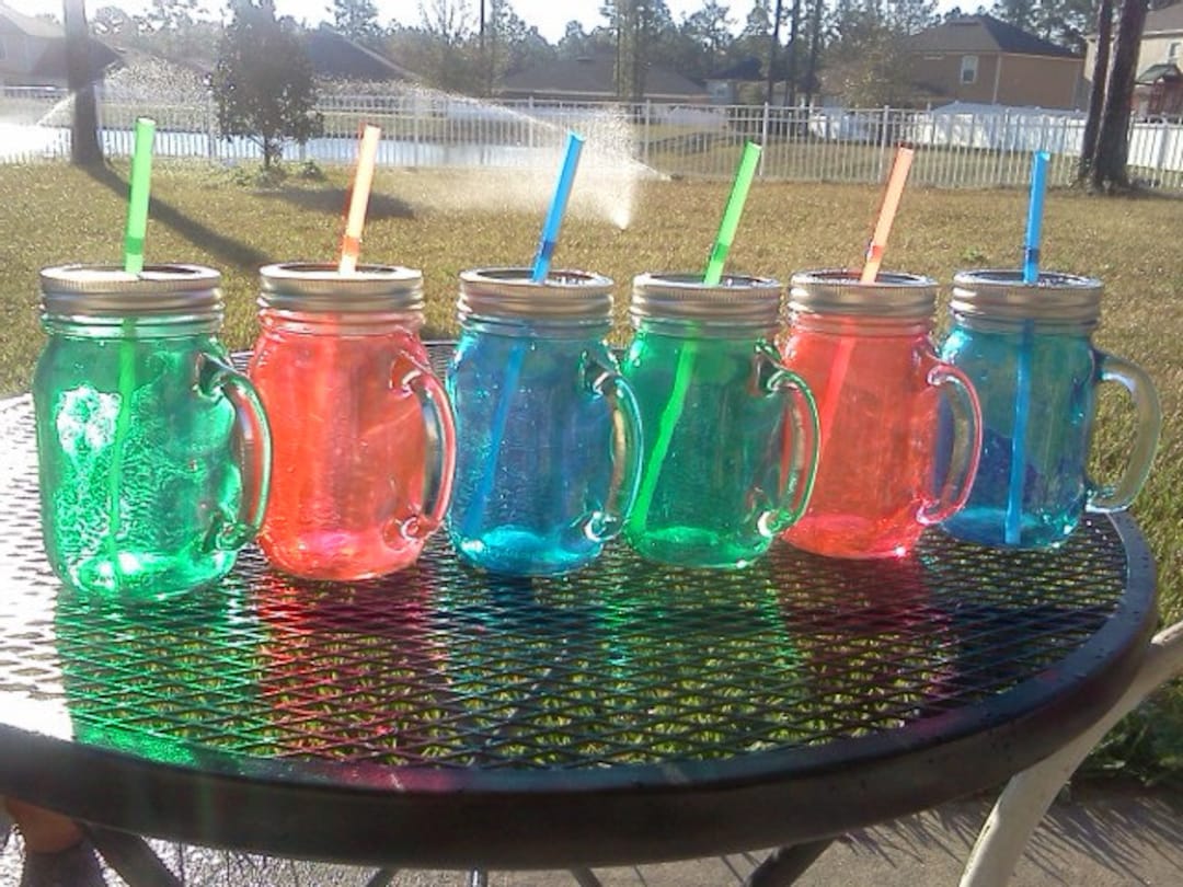 Mason Jar Sippy Tumbler With Handle – Colorful Wedding Glasses - Etsy