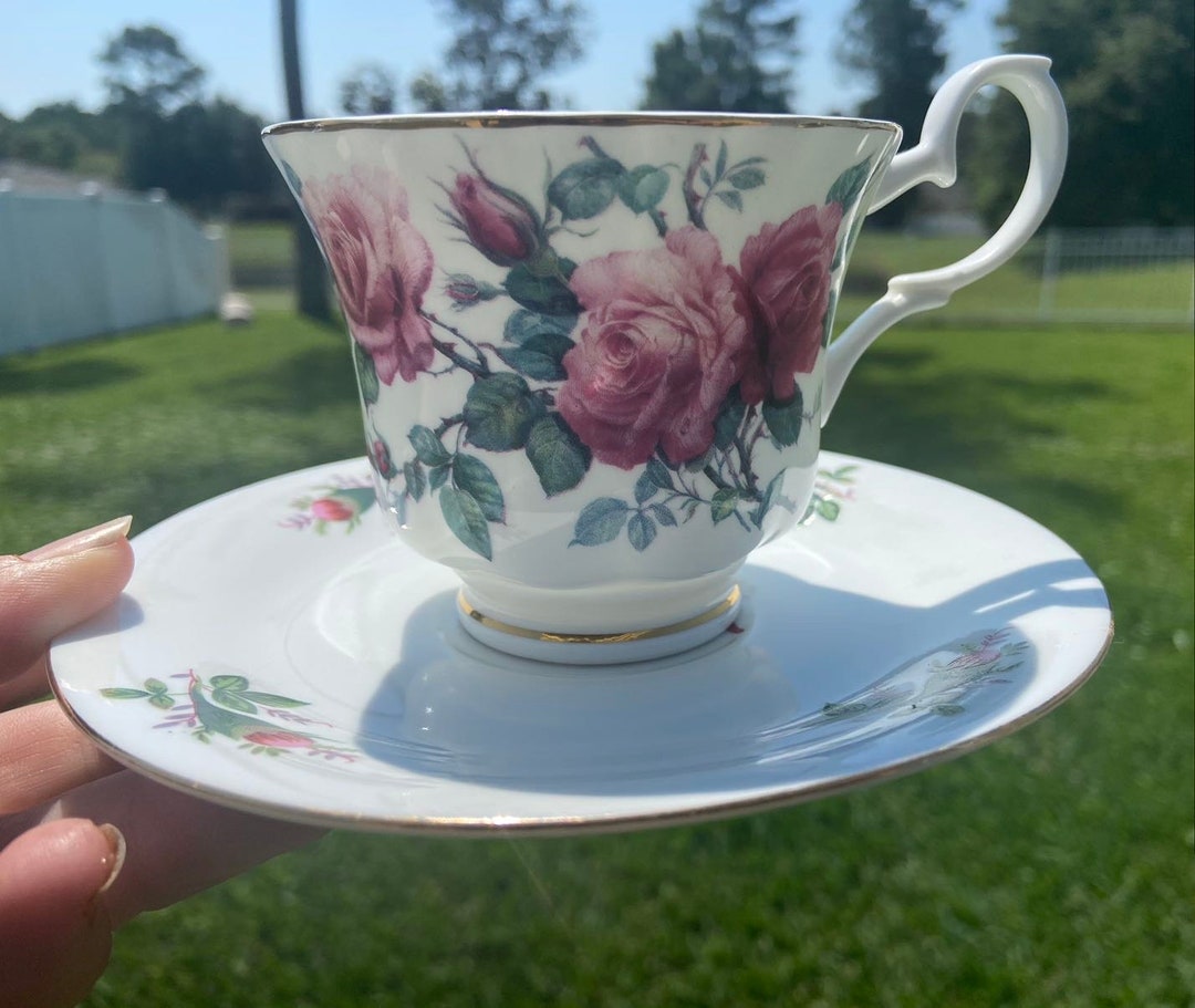 Vintage Rose Tea Cup and Saucer Set -coffee Cup and Saucer Set. Rose ...