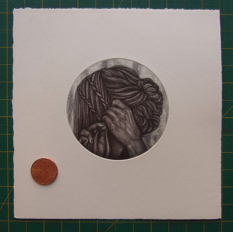 Tress II - Tiny Unframed Mezzotint/etching Original Intaglio Print by ...