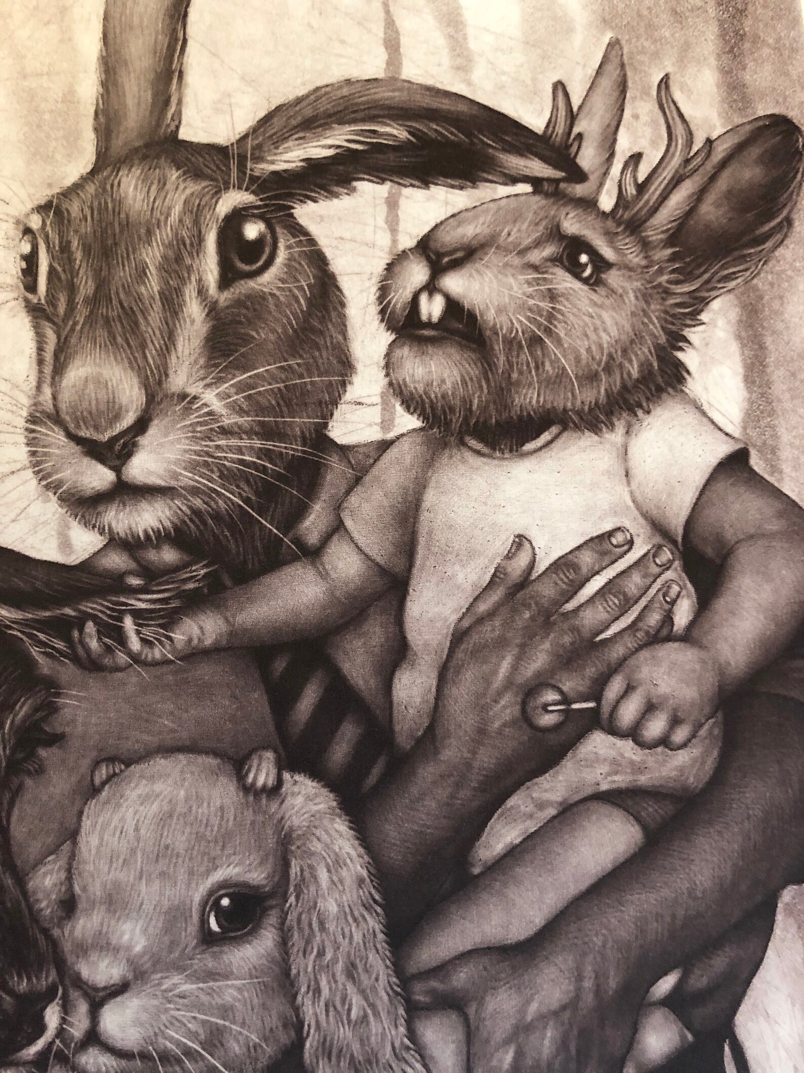 Jackalope Family Original Intaglio Print by Carrie - Etsy