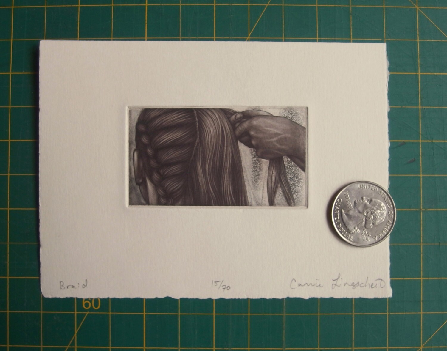 Braid Tiny Unframed Mezzotint/etching Original Intaglio Print by Carrie ...