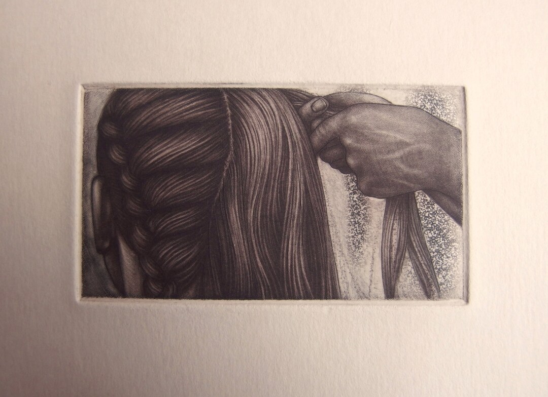 Braid Tiny Unframed Mezzotint/etching Original Intaglio Print by Carrie ...