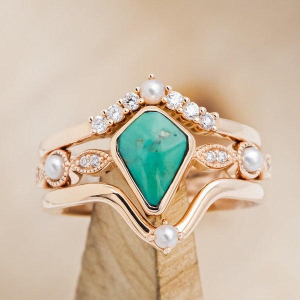 Turquoise Engagement Ring Set - Etsy