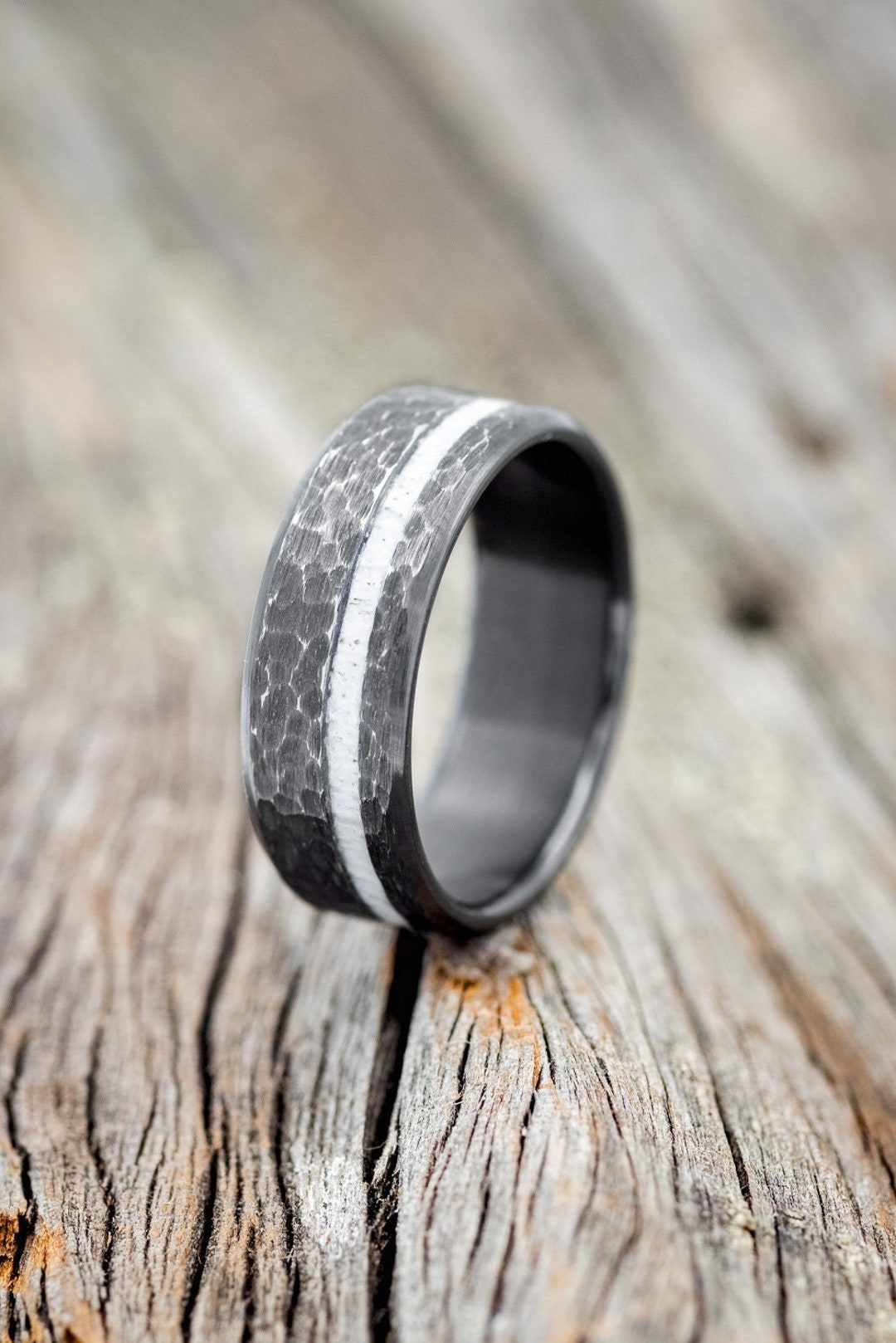 The vertigo Antler Wedding Ring With Hammered - Etsy