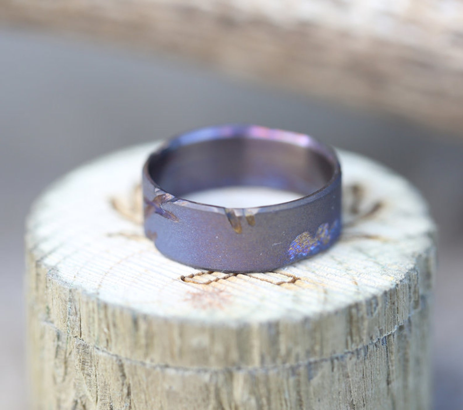 Fire-treated Titanium With Distressed Marks and Sandblasted - Etsy